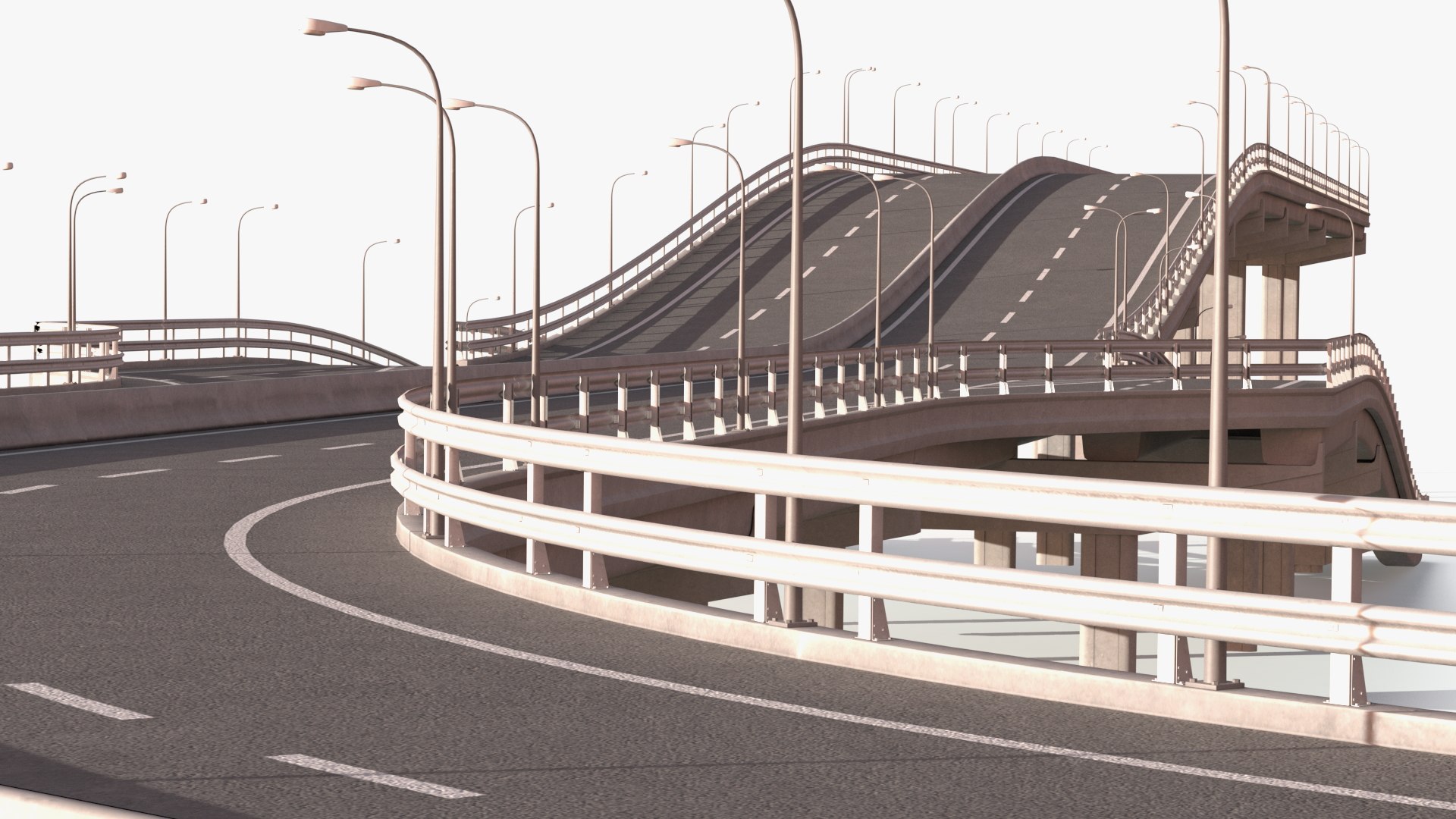 Connectable Highway Road Elements Entrance Ramp Model - TurboSquid 1984157