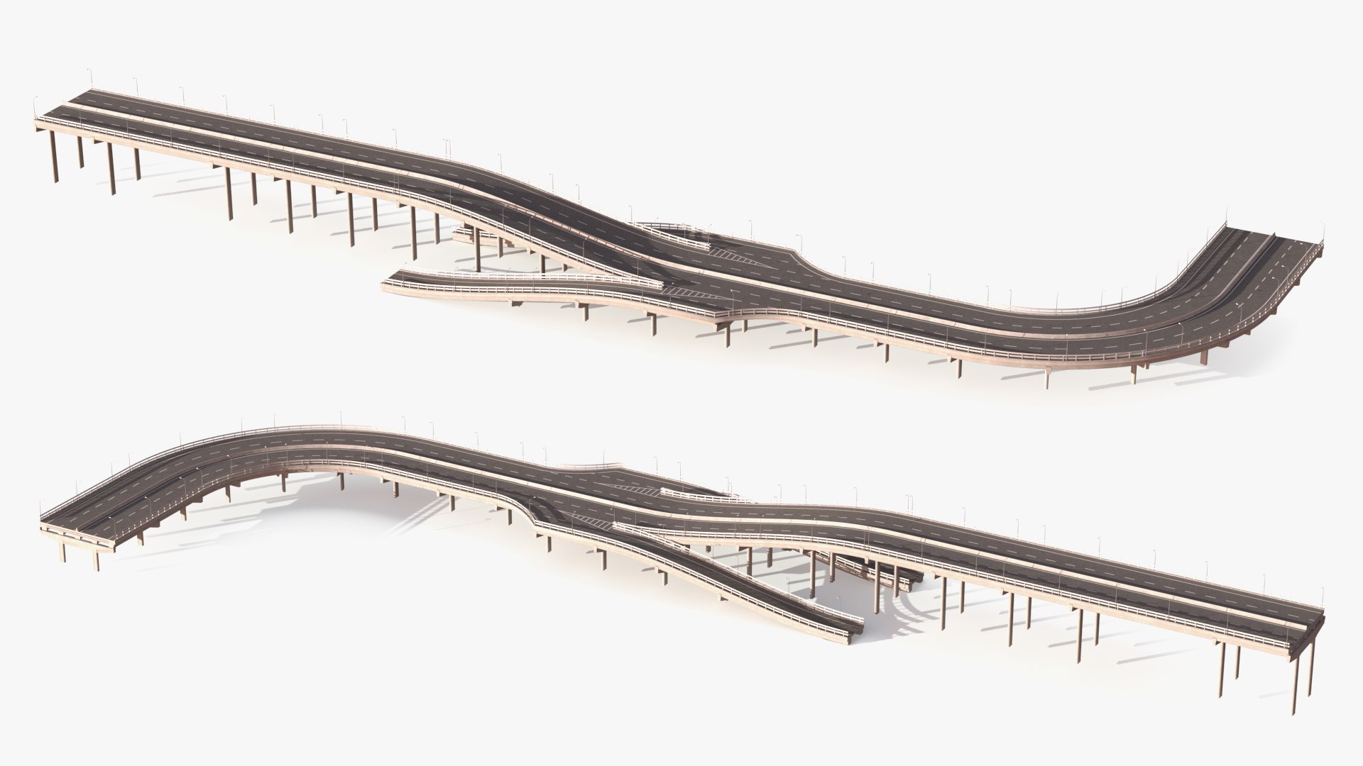 Connectable Highway Road Elements Entrance Ramp Model - TurboSquid 1984157