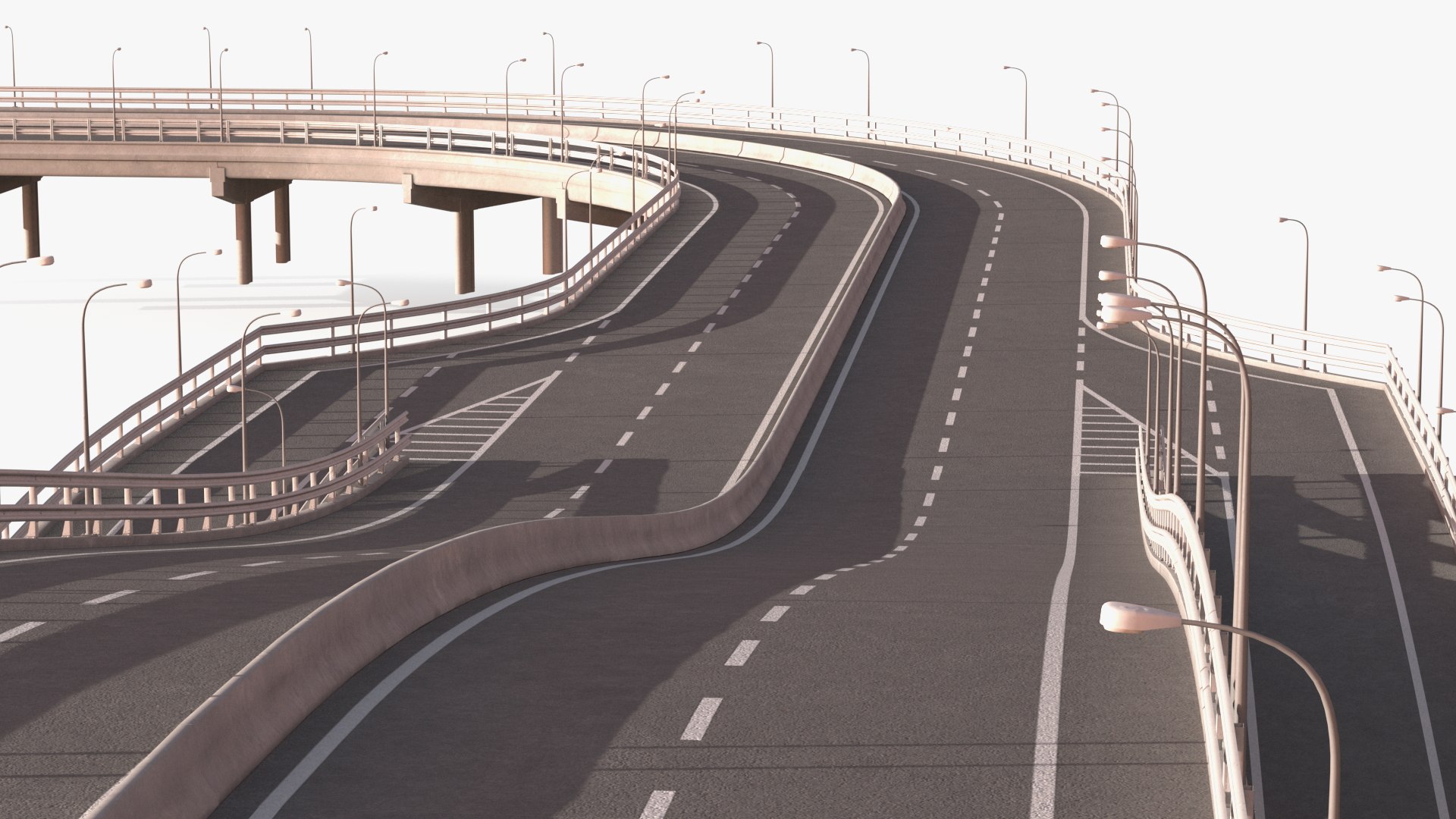Connectable Highway Road Elements Entrance Ramp Model - TurboSquid 1984157