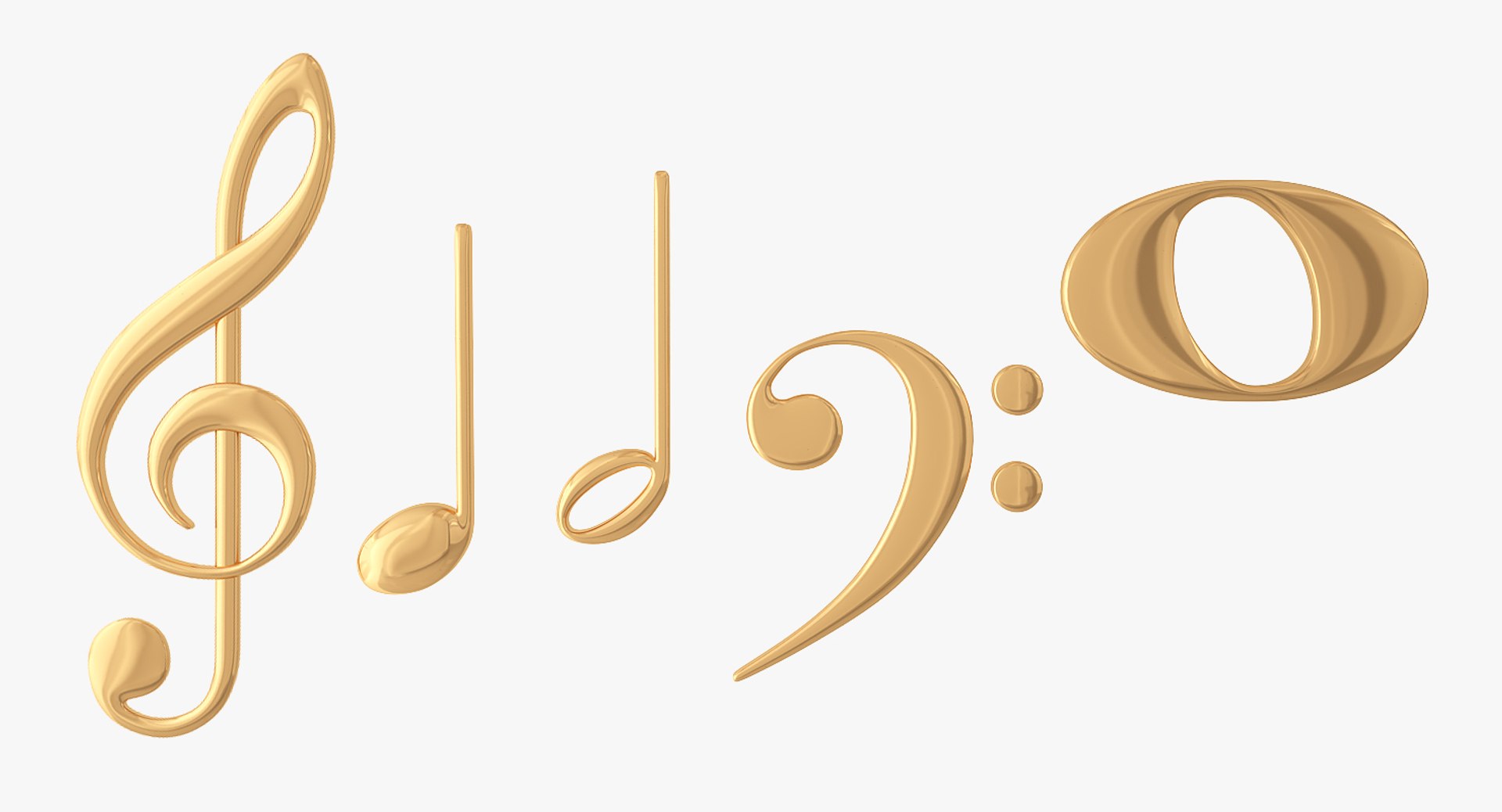 3D Model Golden Music Stave Notes - TurboSquid 1430095