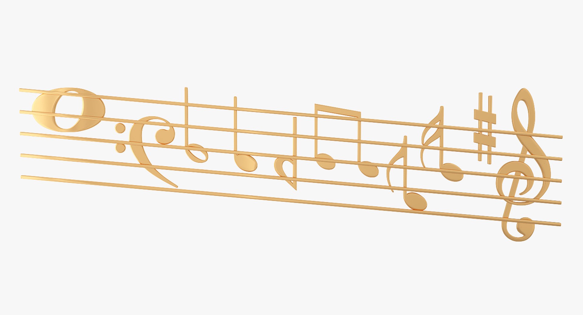 3D Model Golden Music Stave Notes - TurboSquid 1430095