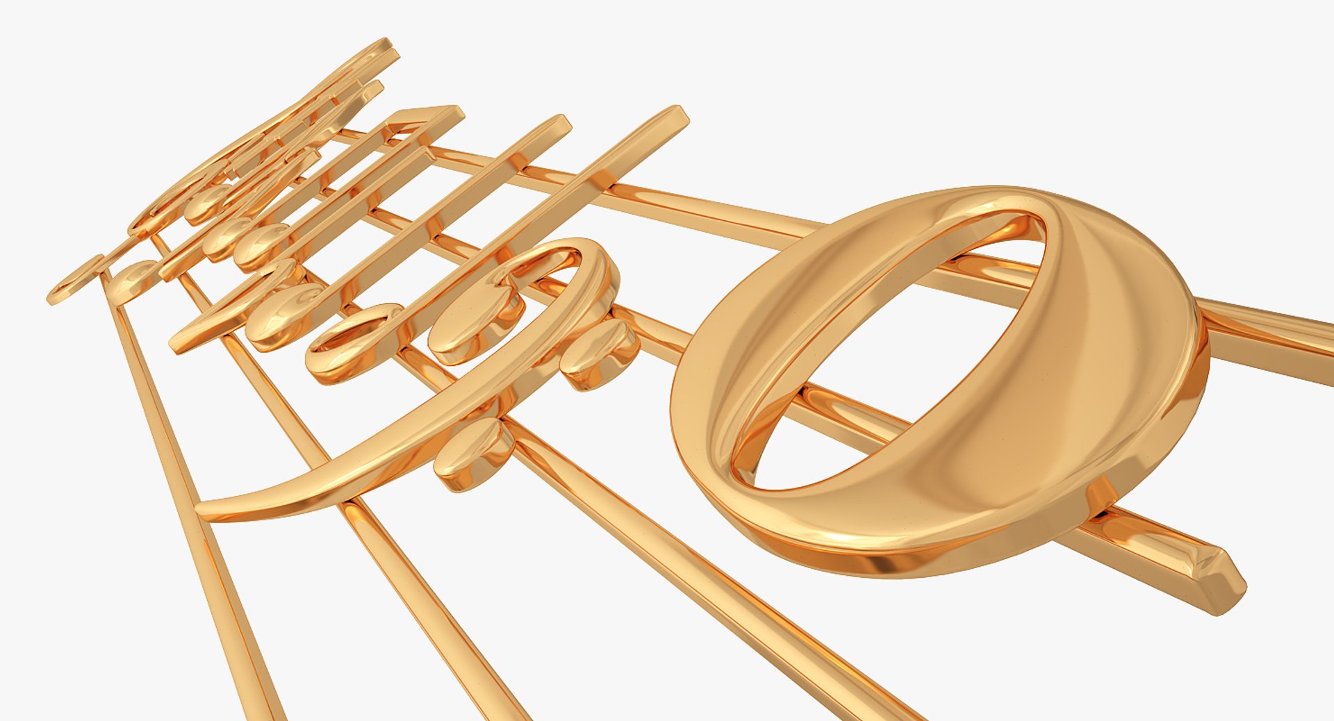3D Model Golden Music Stave Notes - TurboSquid 1430095