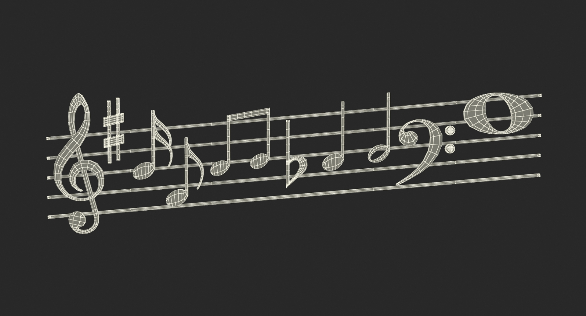 3D Model Golden Music Stave Notes - TurboSquid 1430095