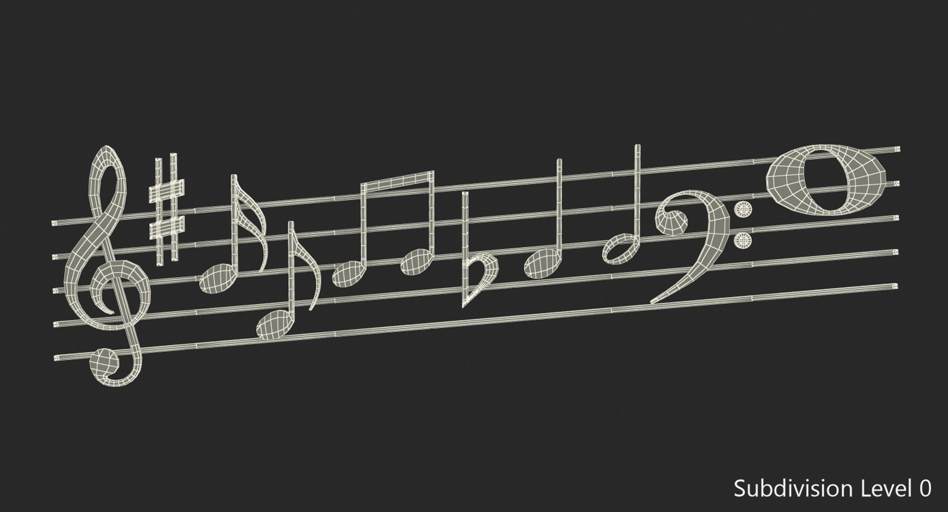 3D Model Golden Music Stave Notes - TurboSquid 1430095