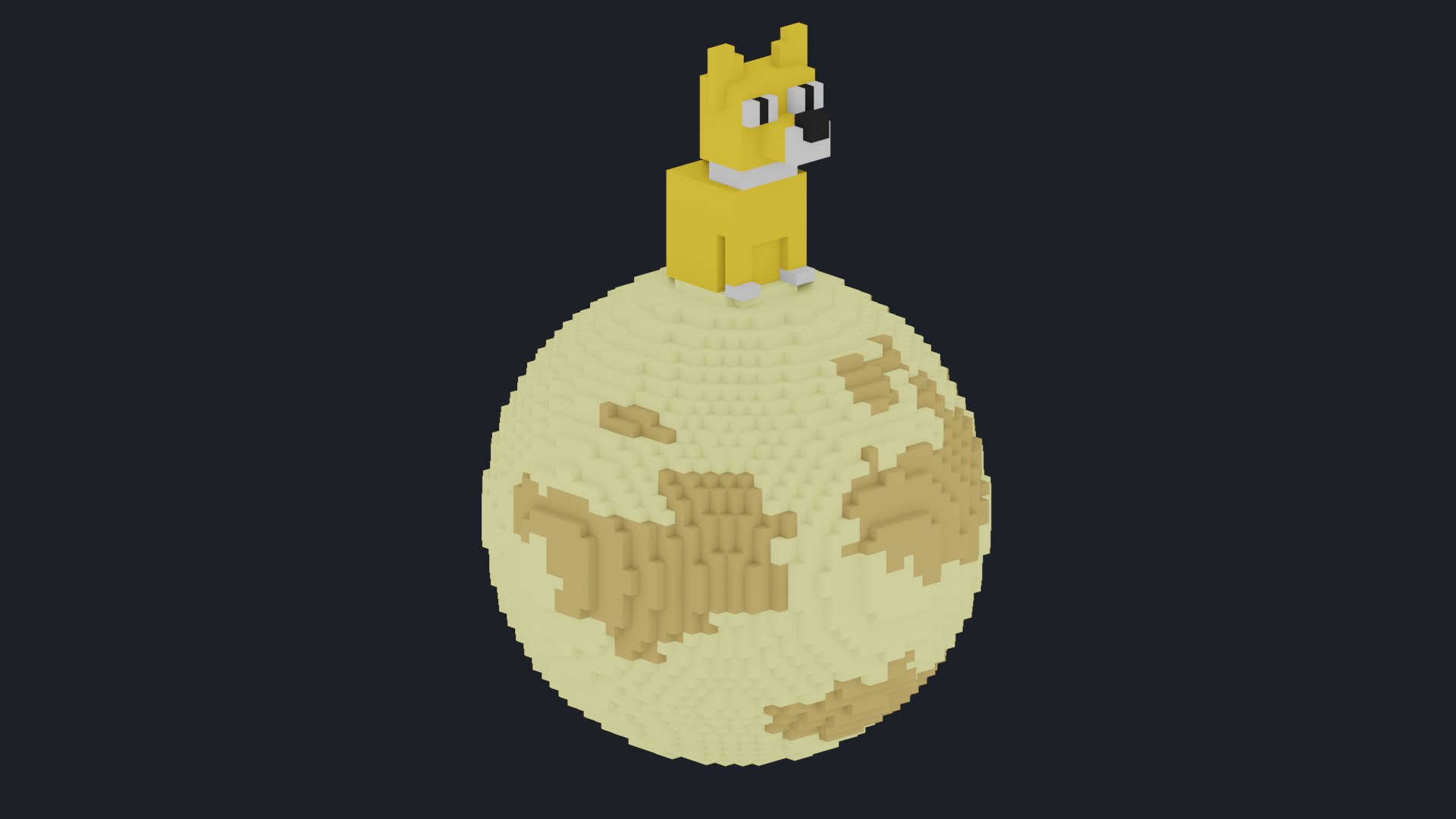 Cute 8 bit Shiba Inu dog on the moon voxel art model - TurboSquid 1840417
