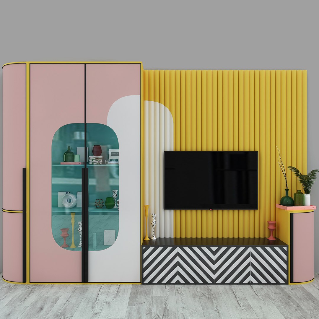 3D model memphis style tv area - TurboSquid 1577473