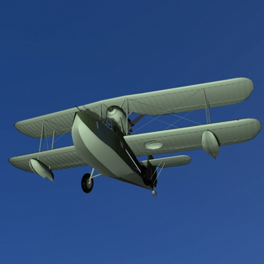 Supermarine Walrus Biplane 3d Max