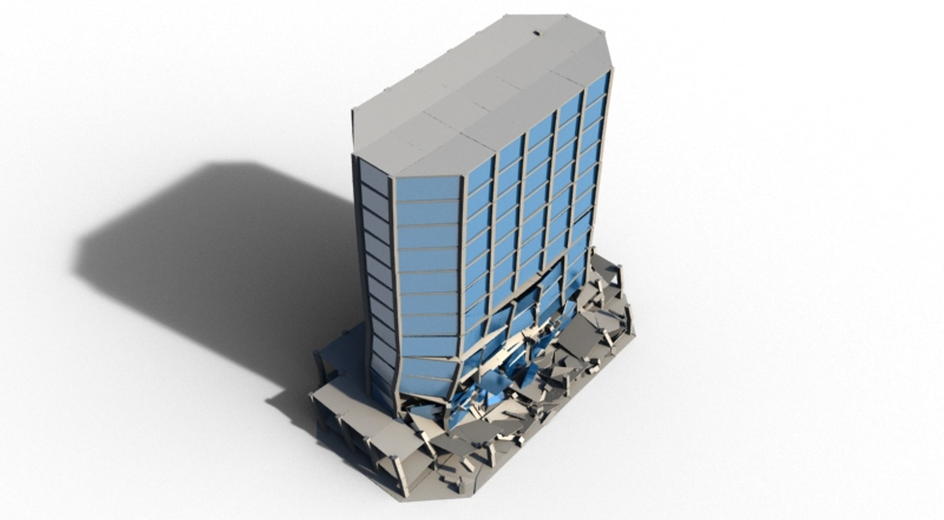 3d Model Collapse Building Animation