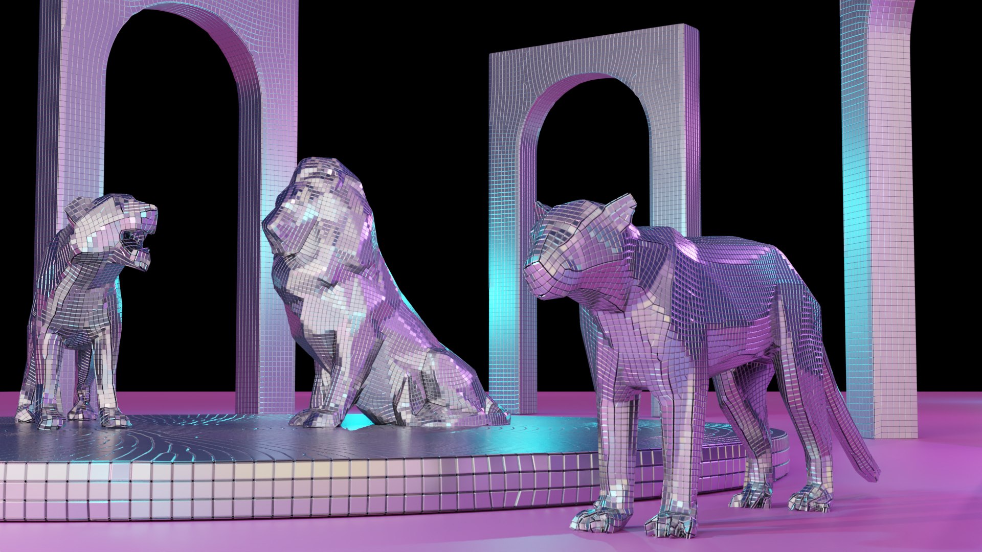 3D 4 Disco Animals Figure Model - TurboSquid 2099140