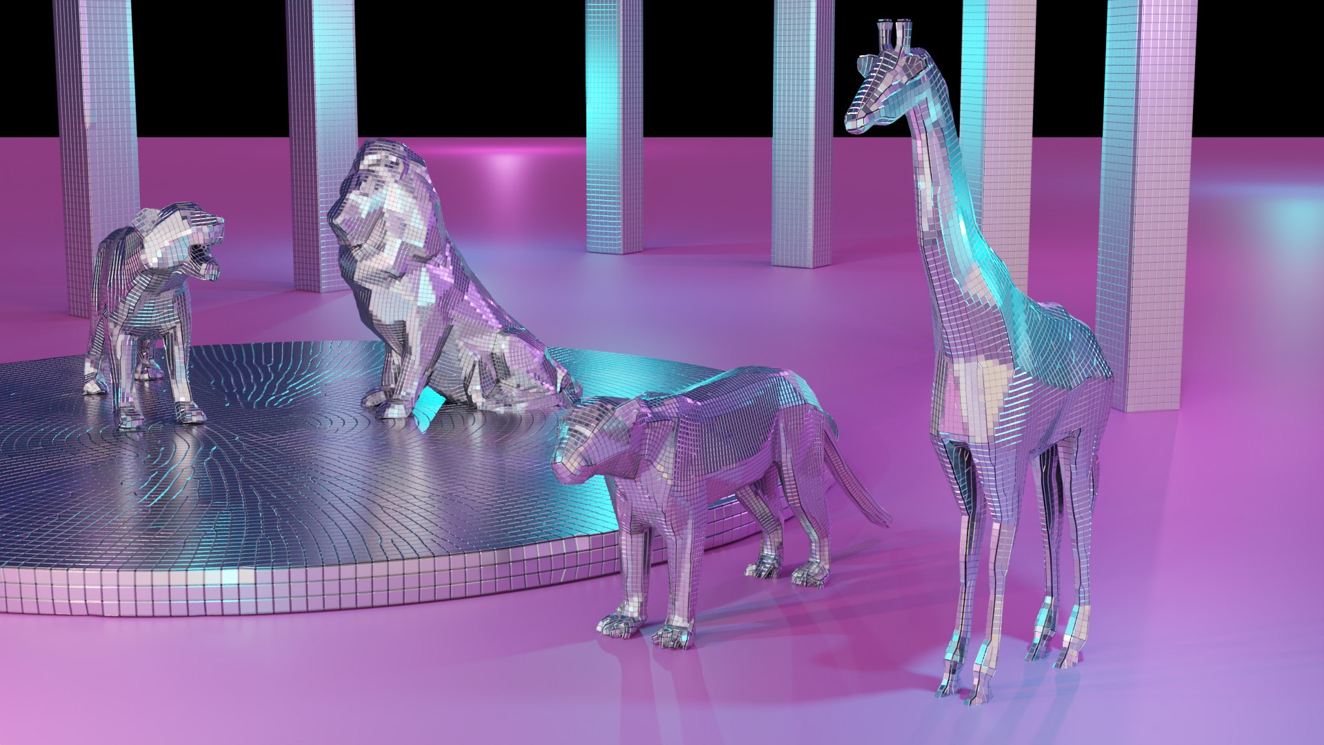 3D 4 Disco Animals Figure Model - TurboSquid 2099140