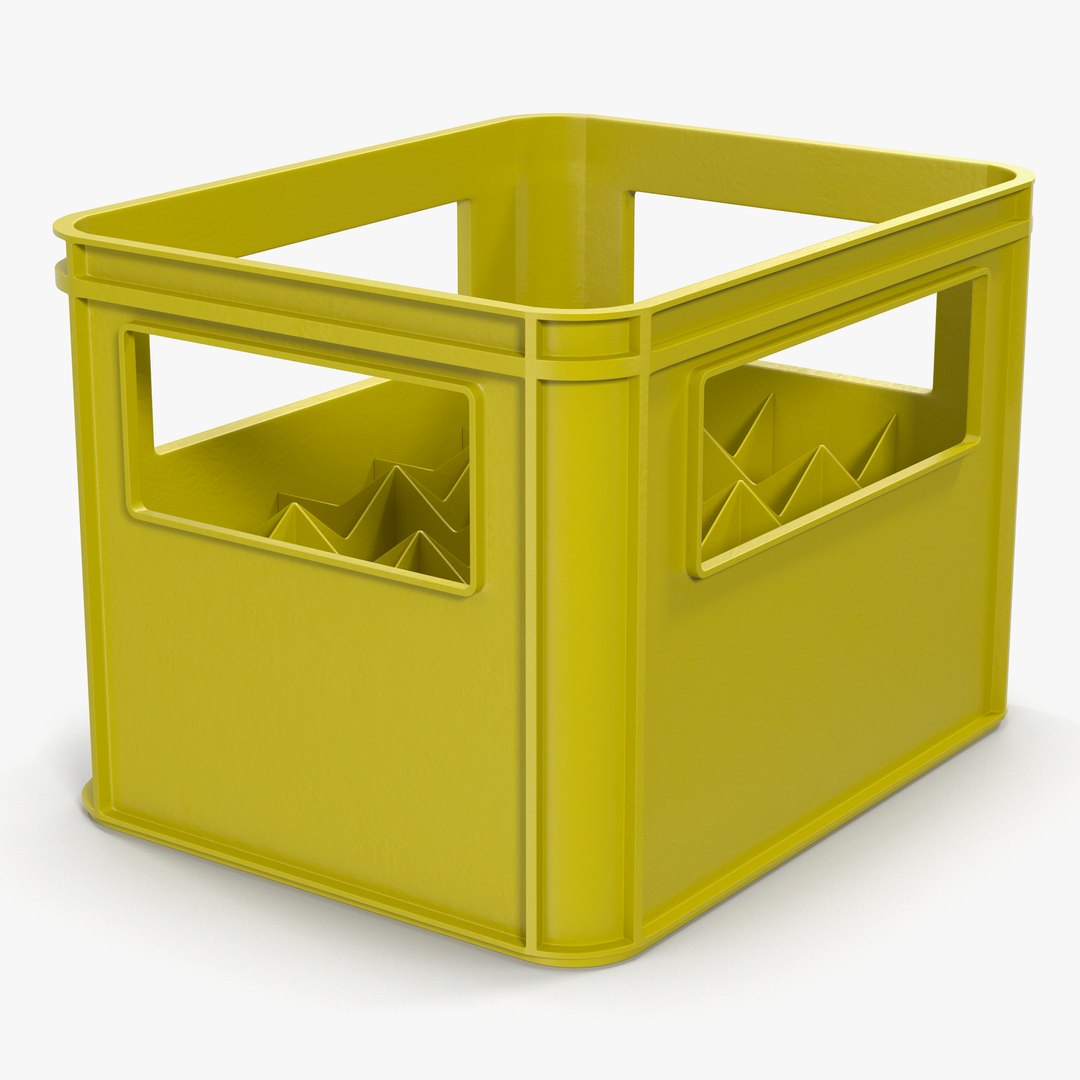 3d Plastic Bottle Crates Yellow Model