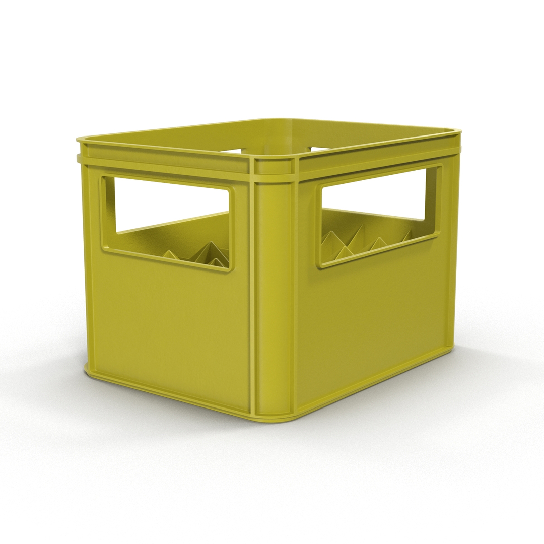 3d Plastic Bottle Crates Yellow Model