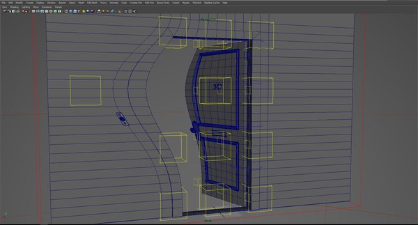 3d model of cartoon door animation rig