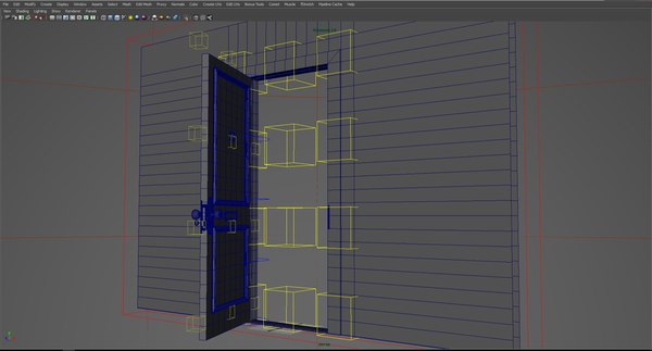 3d model of cartoon door animation rig