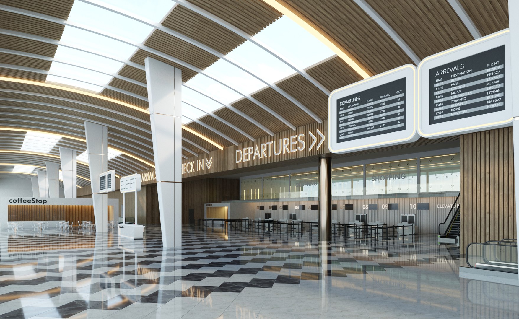 Modern Airport Interior 3D Model - TurboSquid 2133658