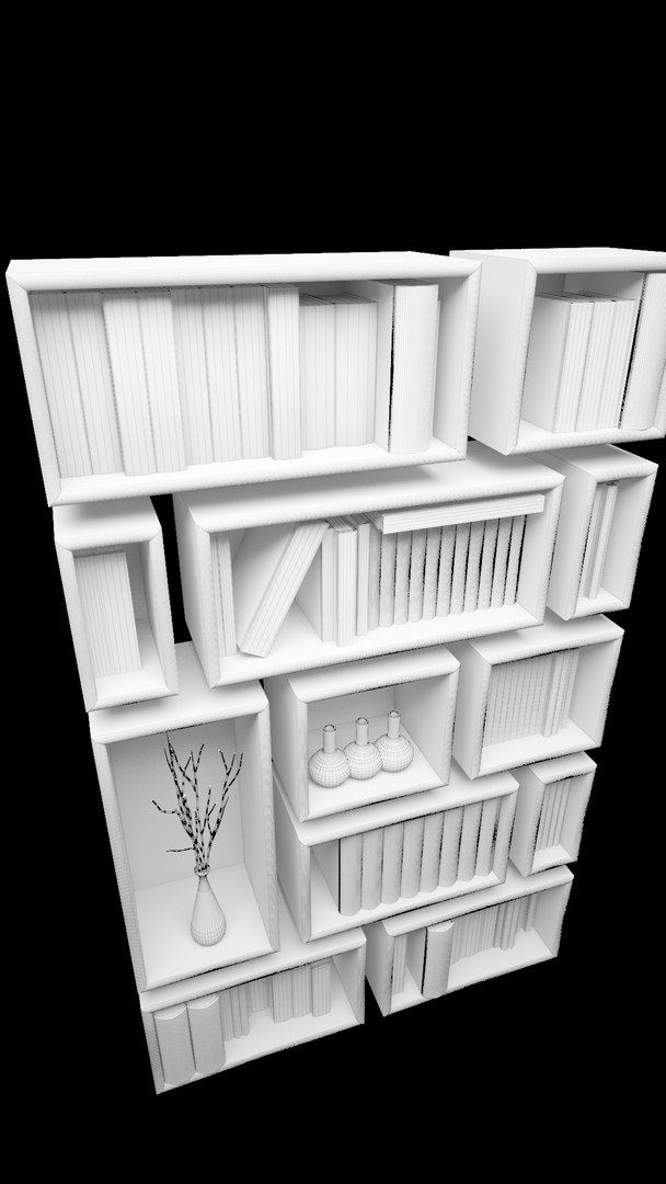 Bookshelf Organized Boxes With Books 3D Model - TurboSquid 1867690