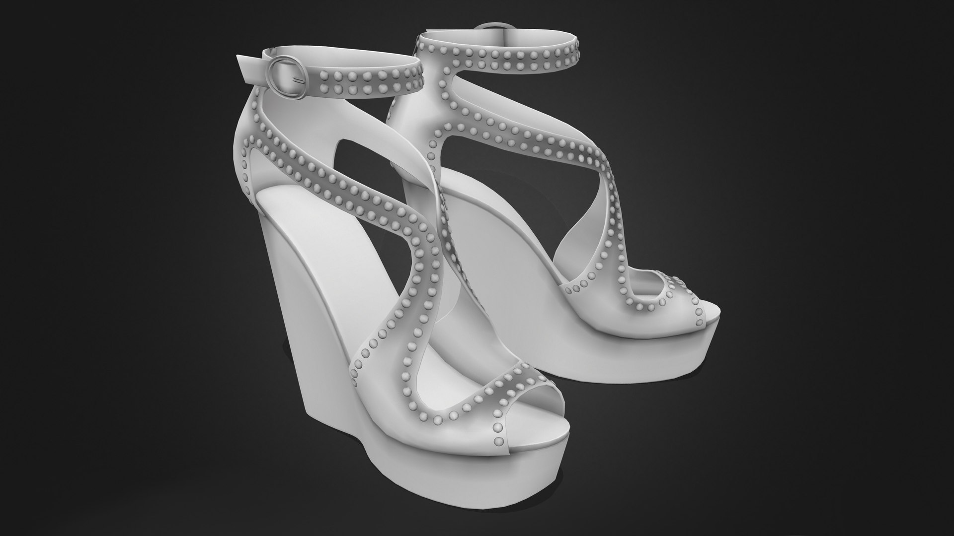 Timeless Studded Wedges Heel Shoes 3D Model - TurboSquid 1918524