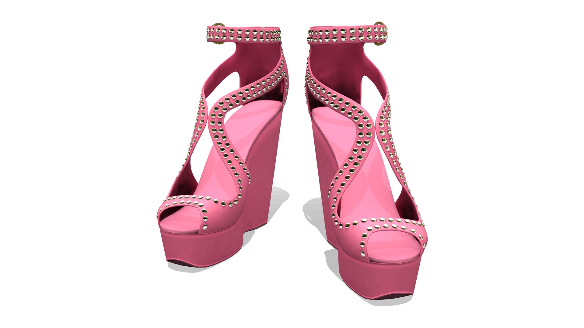 Timeless Studded Wedges Heel Shoes 3D Model - TurboSquid 1918524