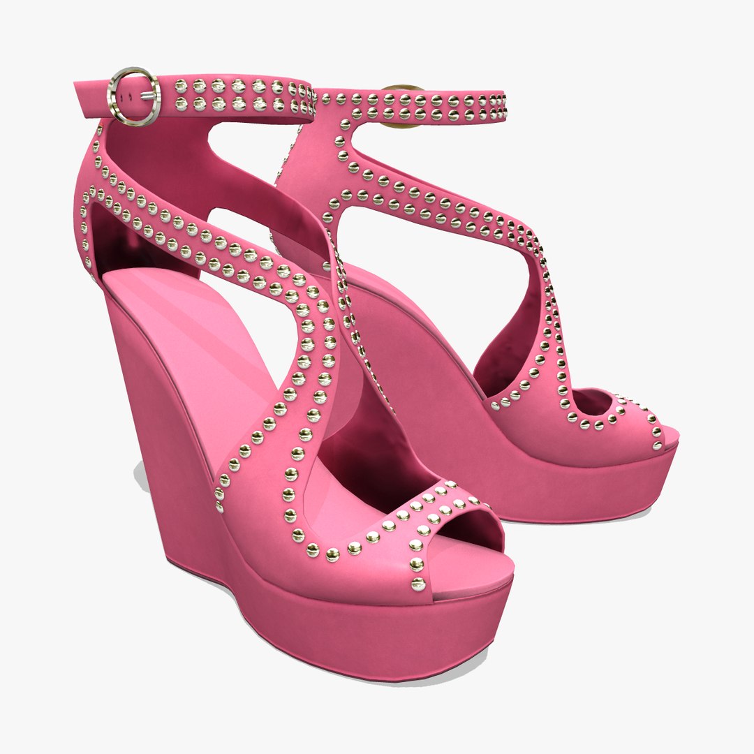 Timeless Studded Wedges Heel Shoes 3D Model - TurboSquid 1918524