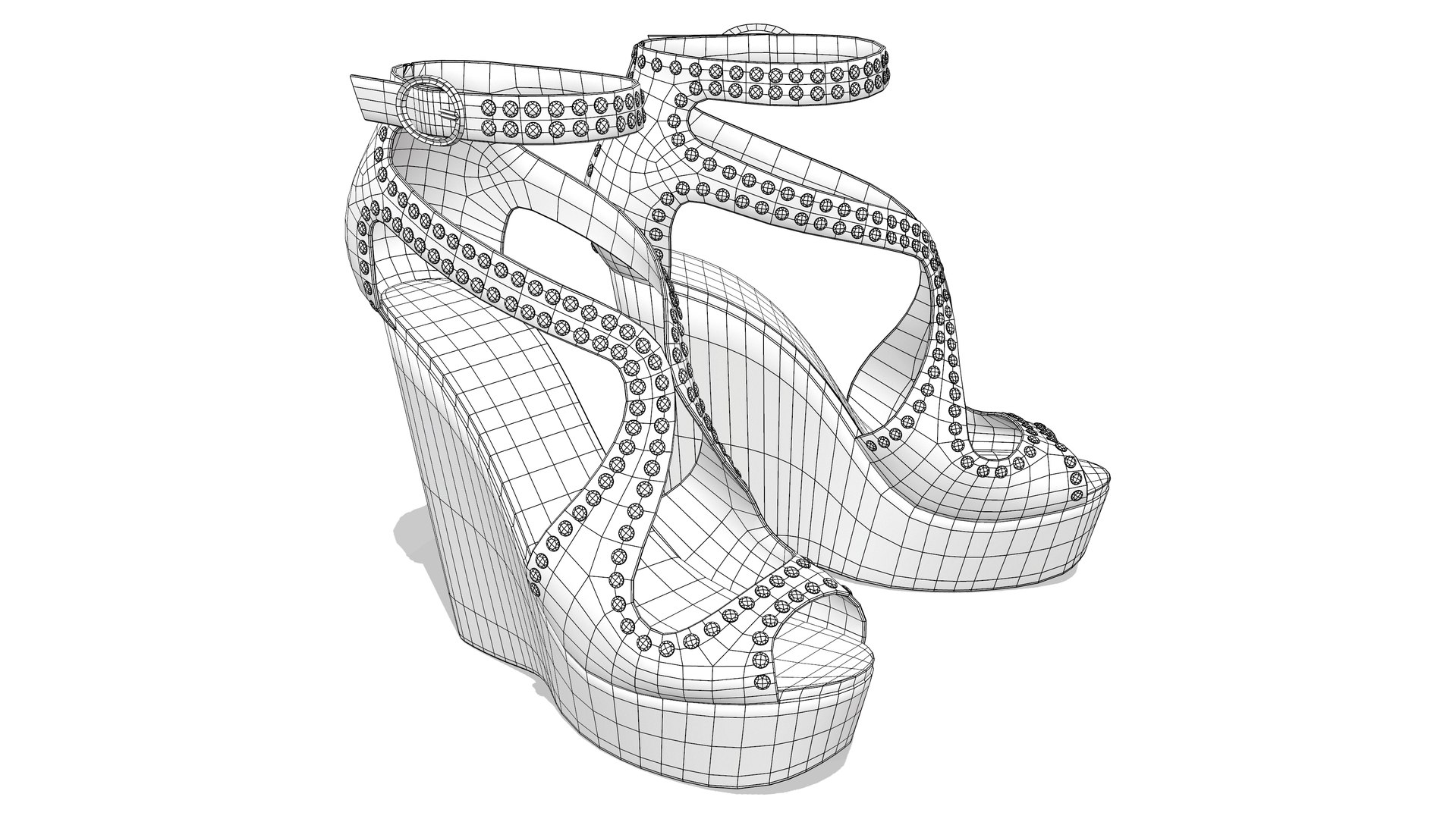 Timeless Studded Wedges Heel Shoes 3D Model - TurboSquid 1918524