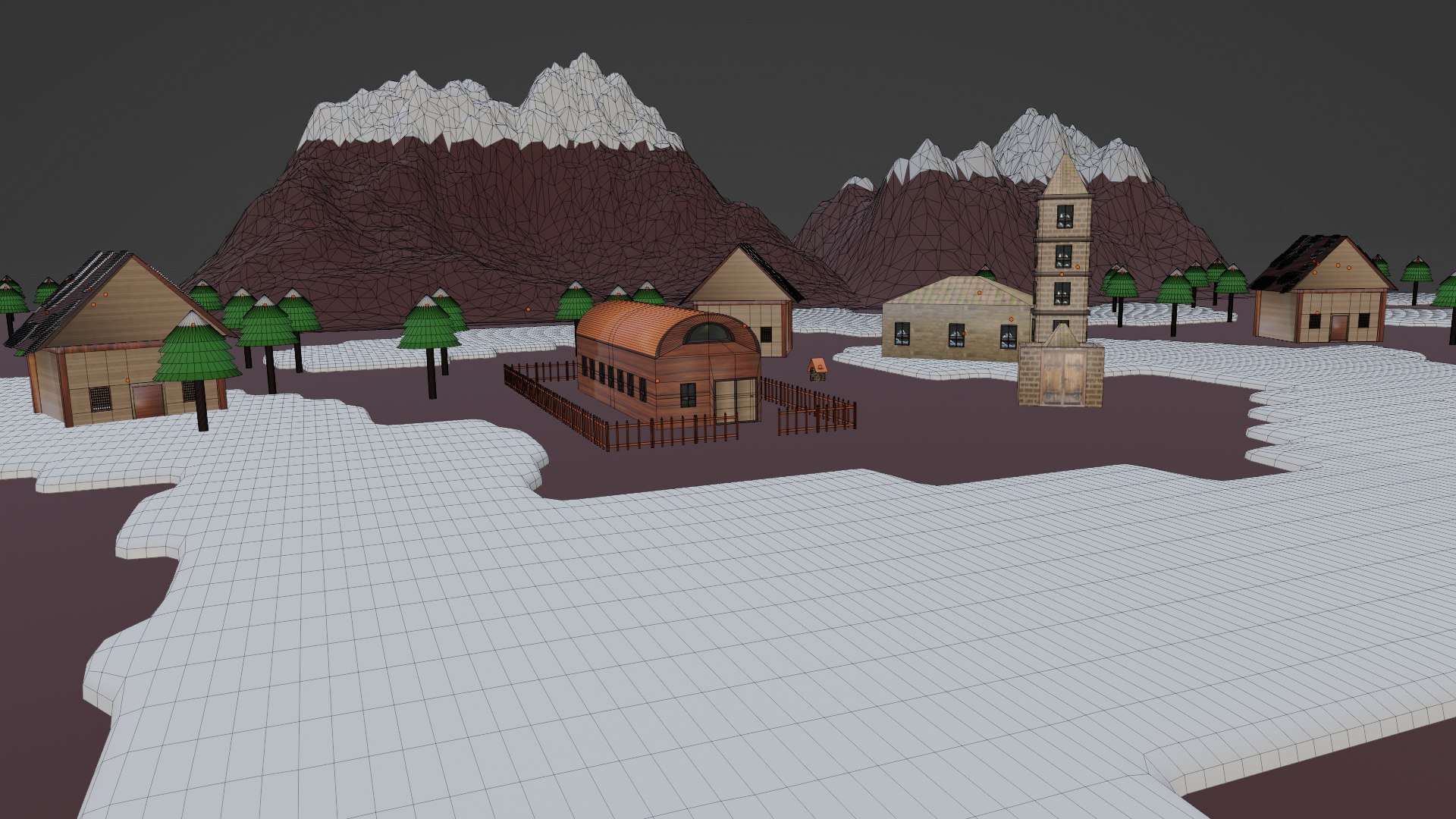 Low Poly Snowy City Model - TurboSquid 2056538