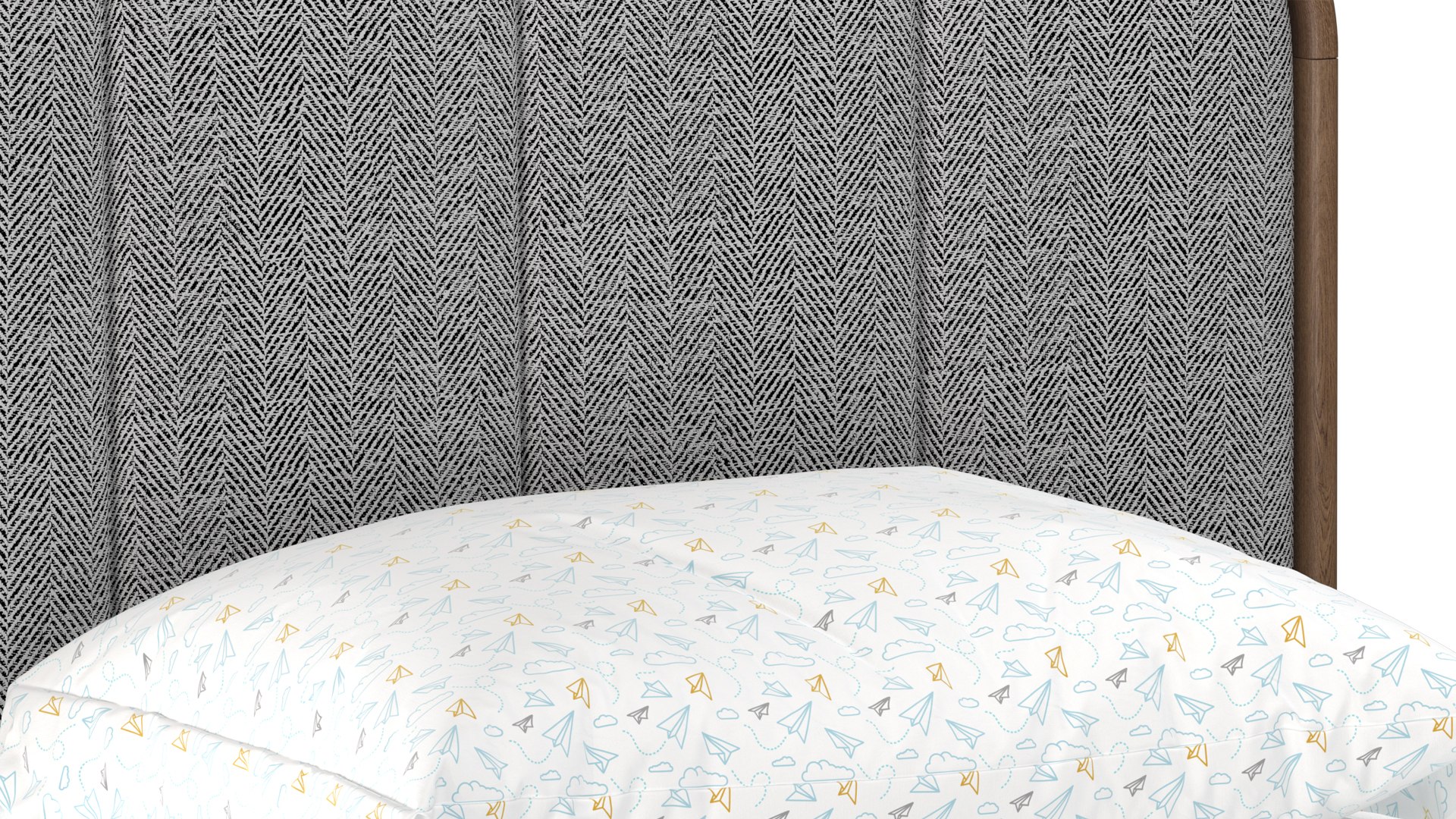 3D Wes Twin Upholstered Wood Bed model - TurboSquid 2141398