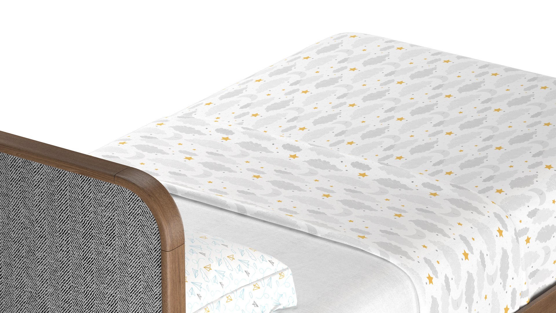 3D Wes Twin Upholstered Wood Bed model - TurboSquid 2141398