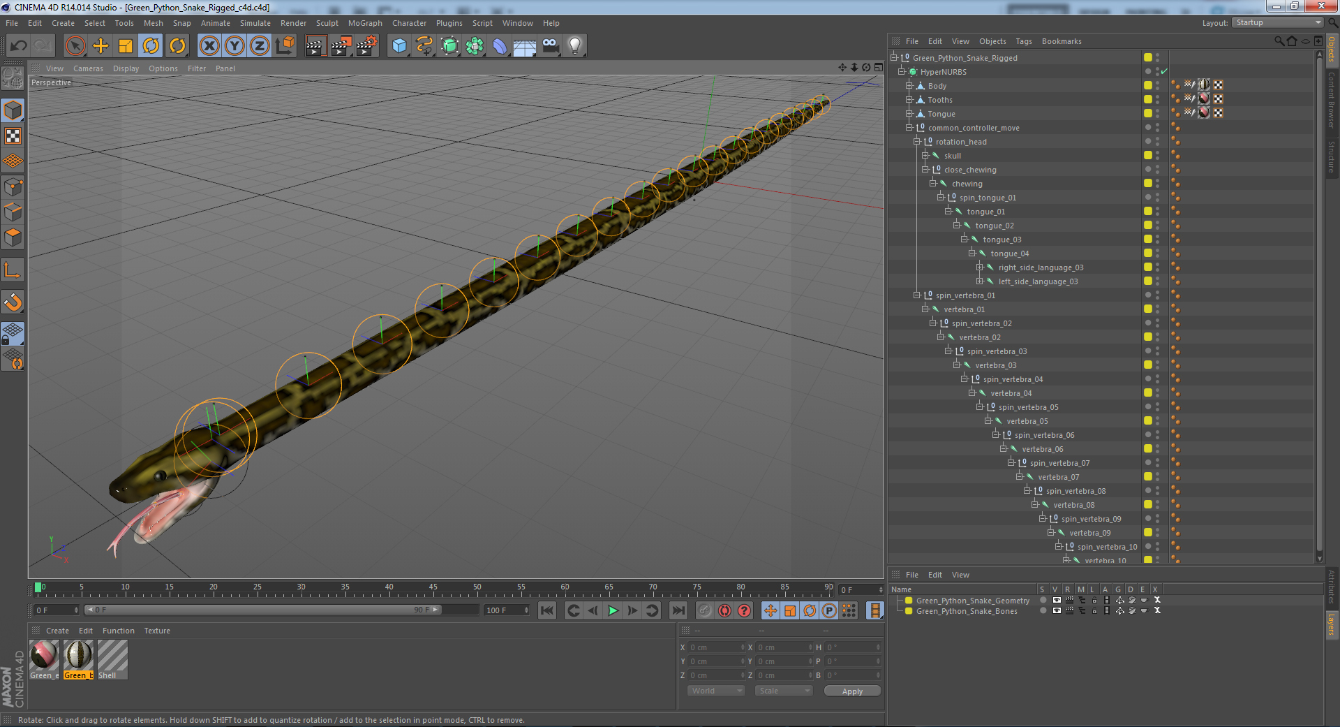 Green python snake rigged 3D - TurboSquid 1435510