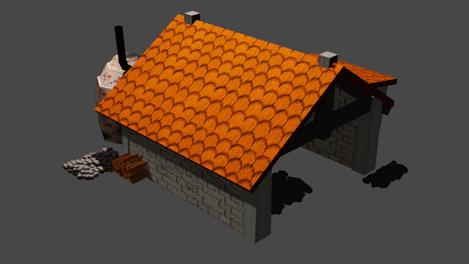 3d Cartoon Stone Blacksmith Shop Model