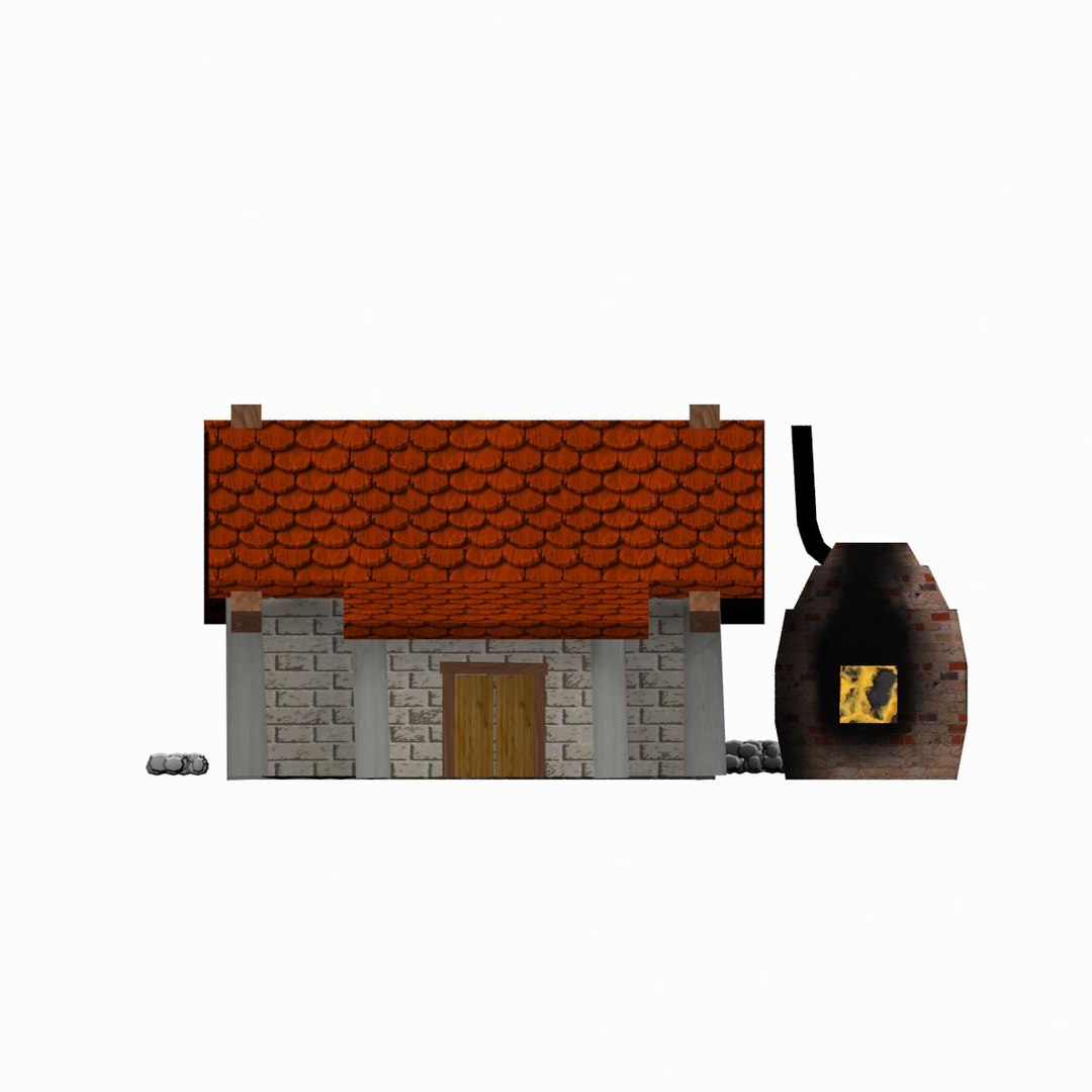 3d Cartoon Stone Blacksmith Shop Model