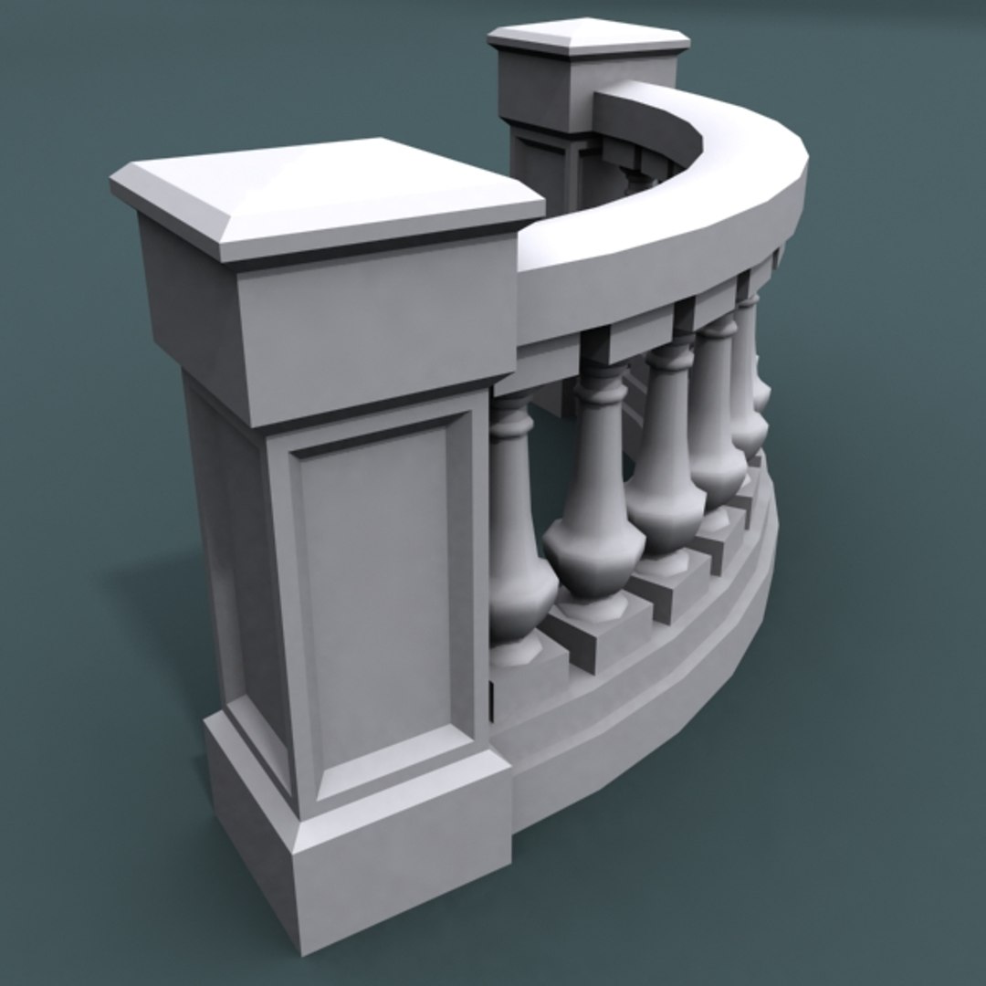 3d model curve balustrade bend