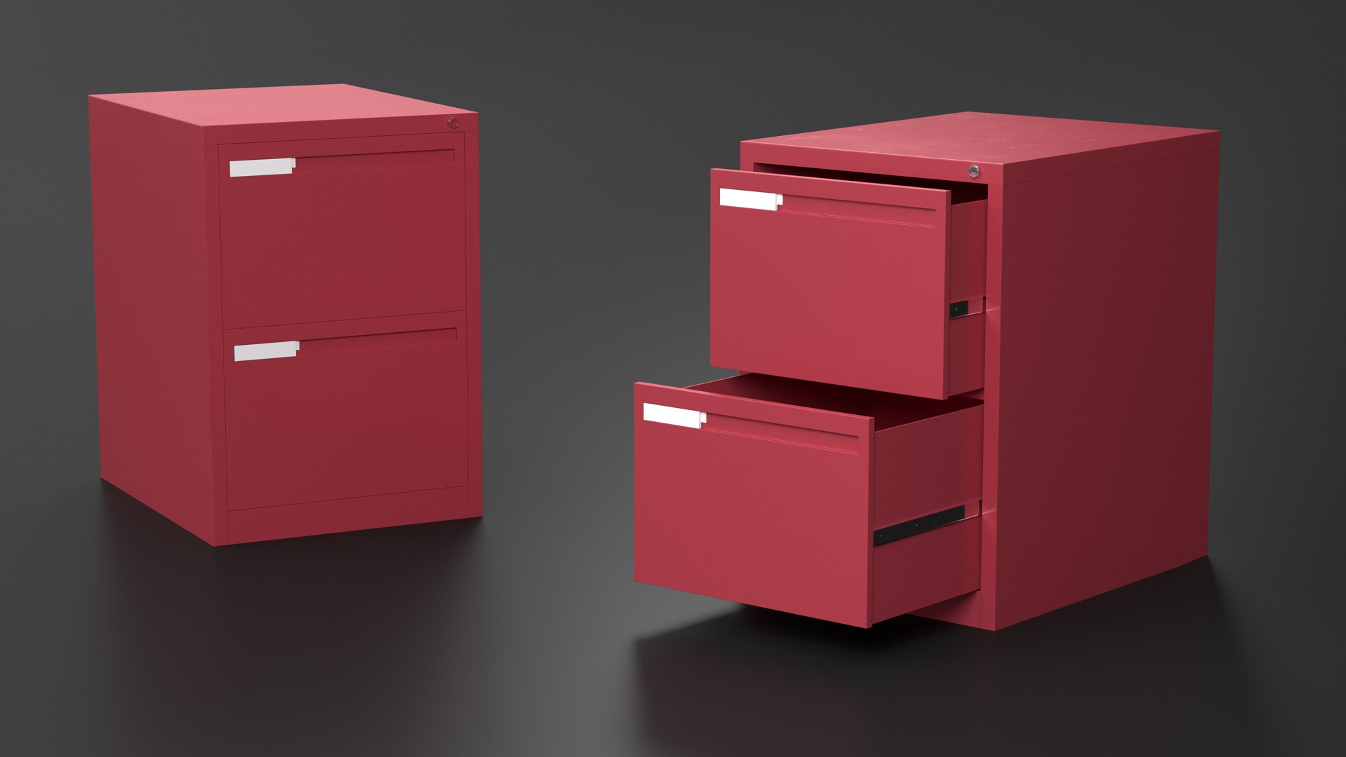 Filing Cabinet 2 Drawer Red 3D Model - TurboSquid 2223829