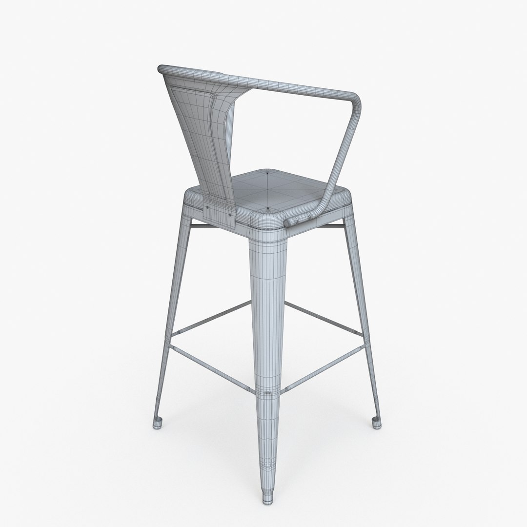 3d Model Vintage Metal Bar Stool