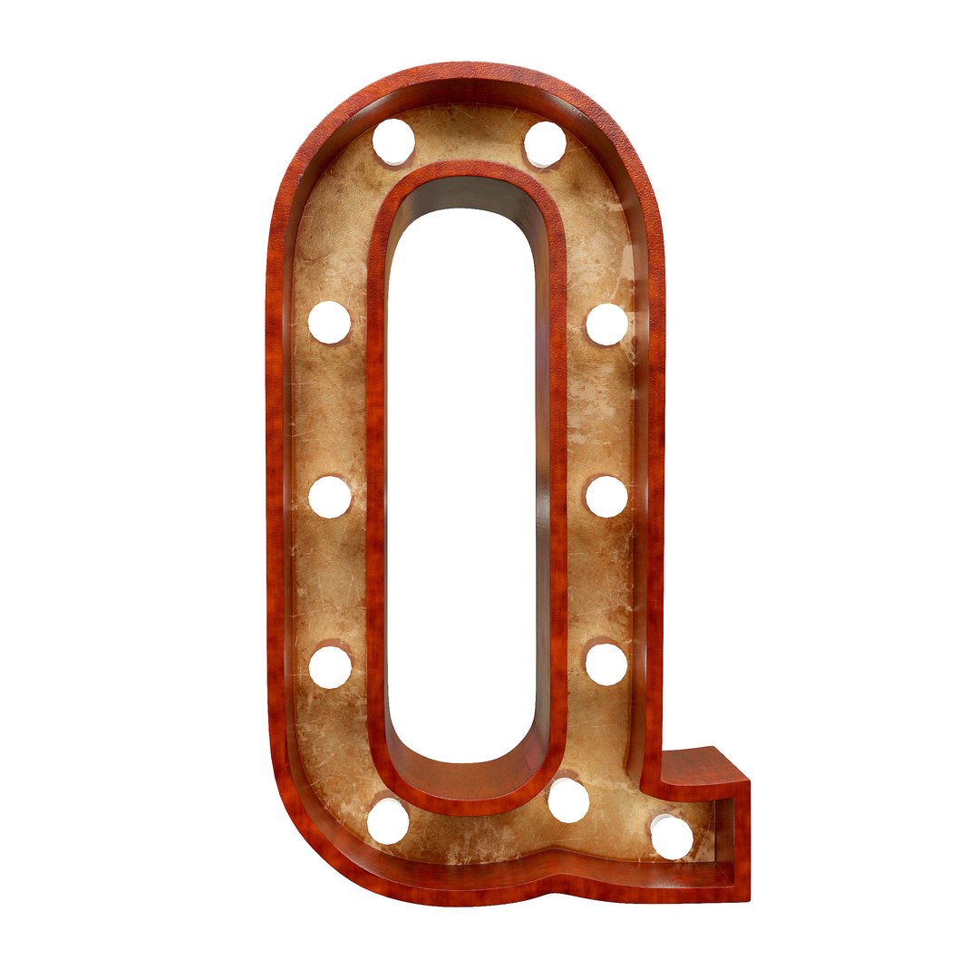 Marquee Letter Q Light Bulb Wooden Glow Sign Model - TurboSquid 1974618