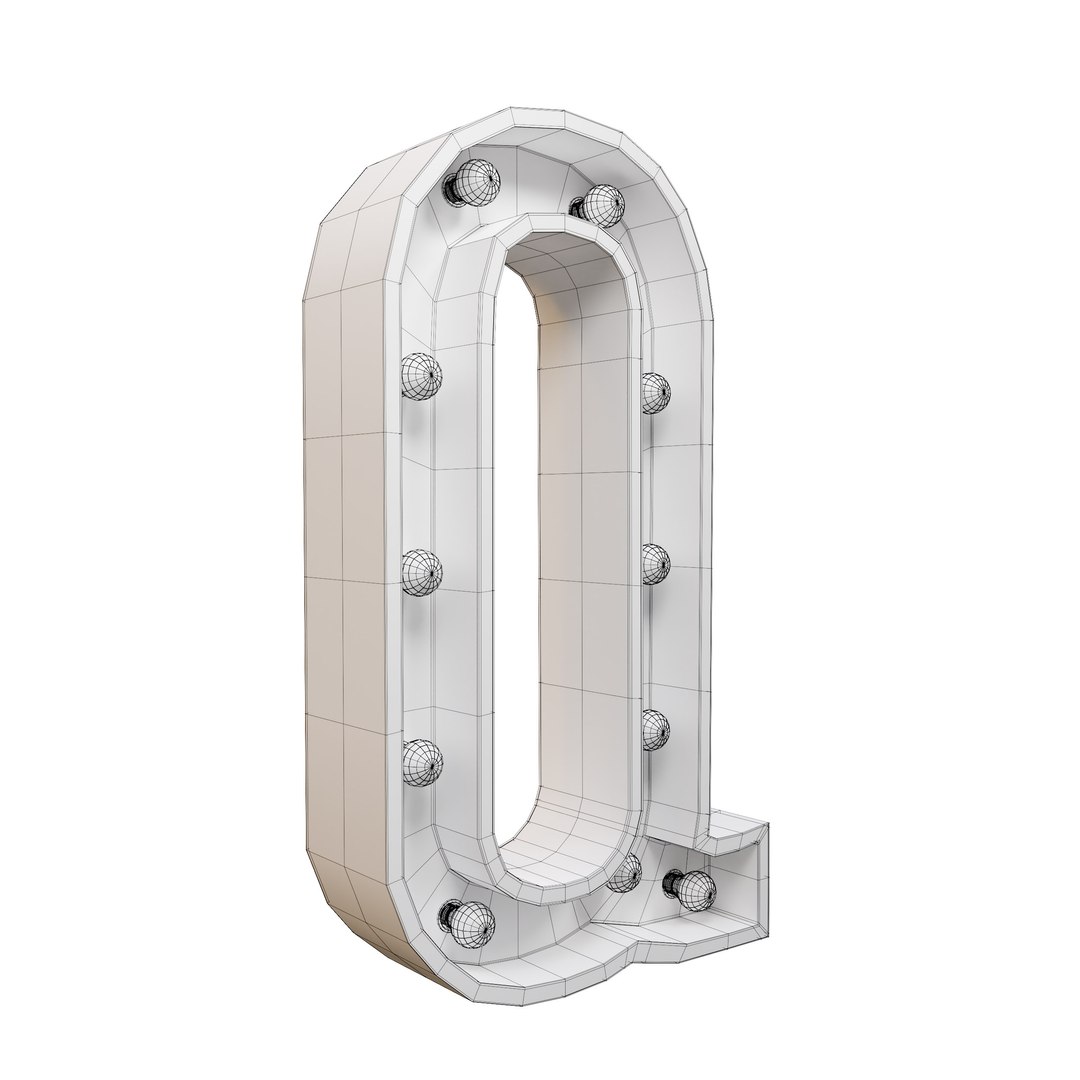 Marquee Letter Q Light Bulb Wooden Glow Sign Model - TurboSquid 1974618
