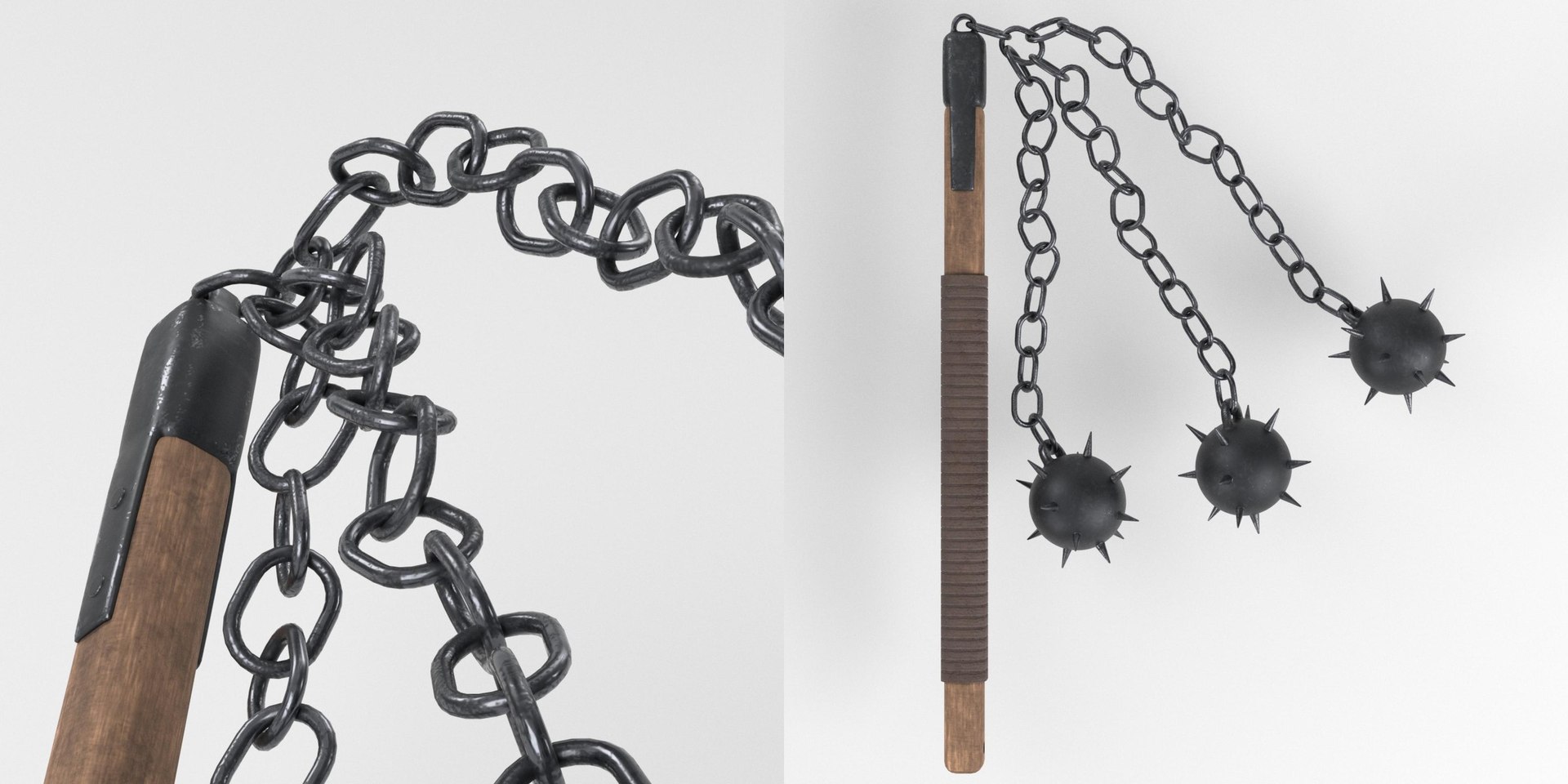 Three Ball Medieval Flail 3D Model - TurboSquid 2006071