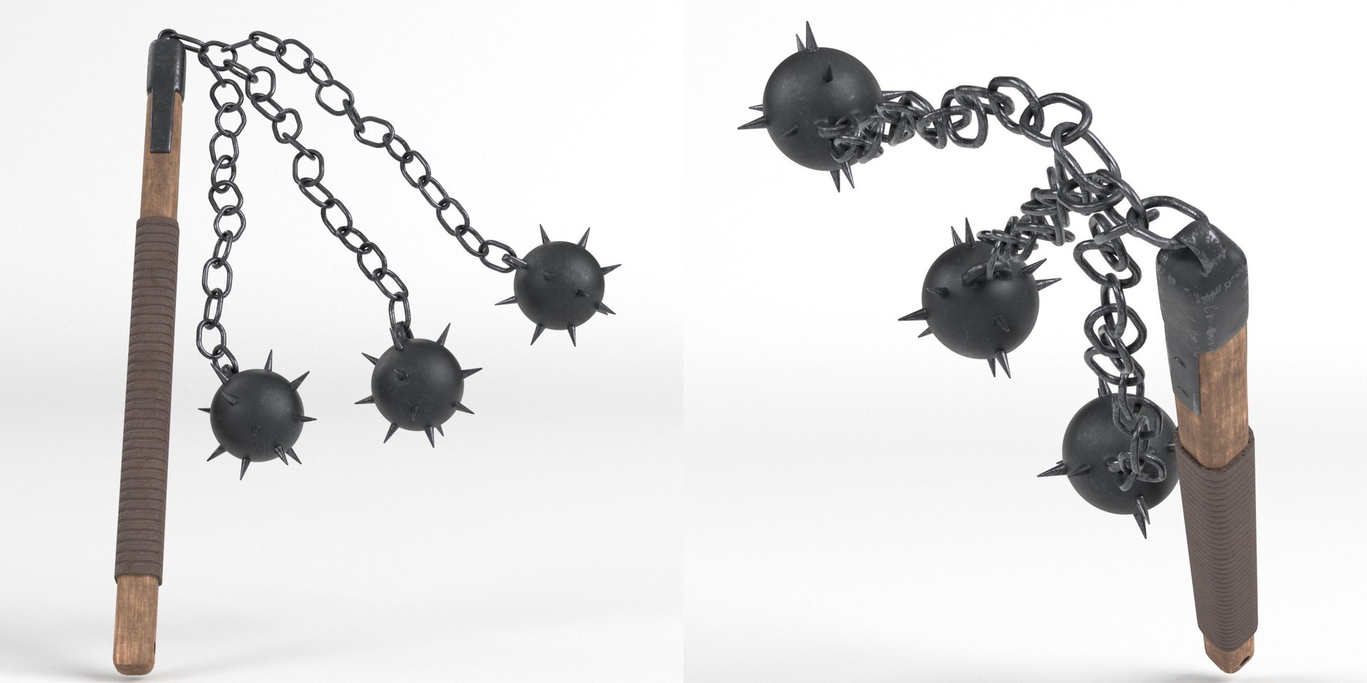 Three Ball Medieval Flail 3D Model - TurboSquid 2006071