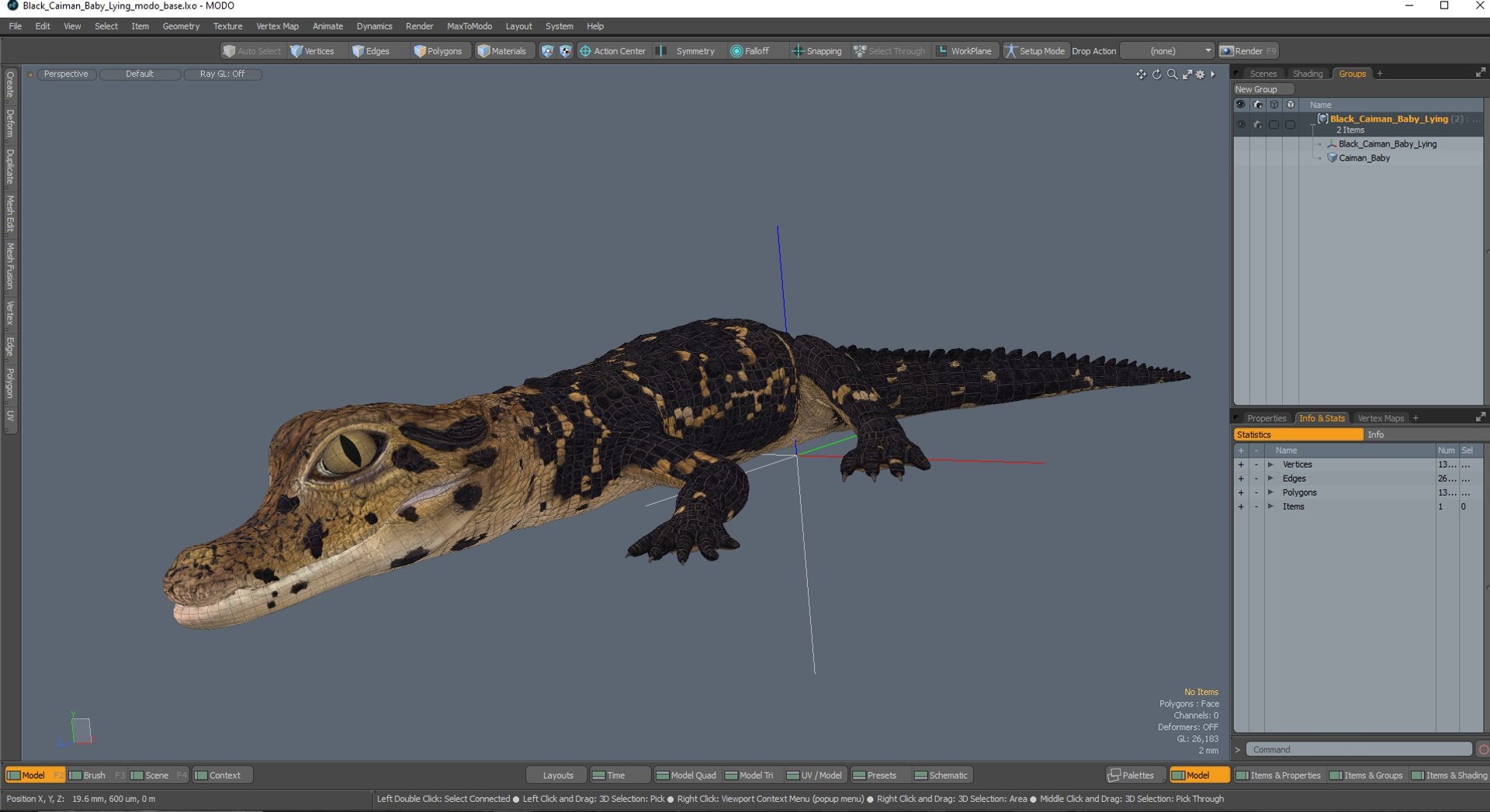 3D Black Caiman Baby Lying Model - TurboSquid 2214265