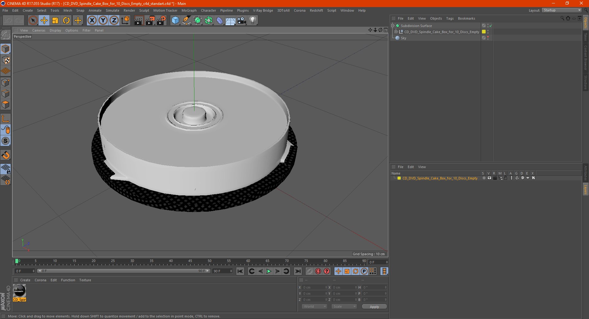 3D CD DVD Spindle Cake Box For 10 Discs Empty Model - TurboSquid 1830068