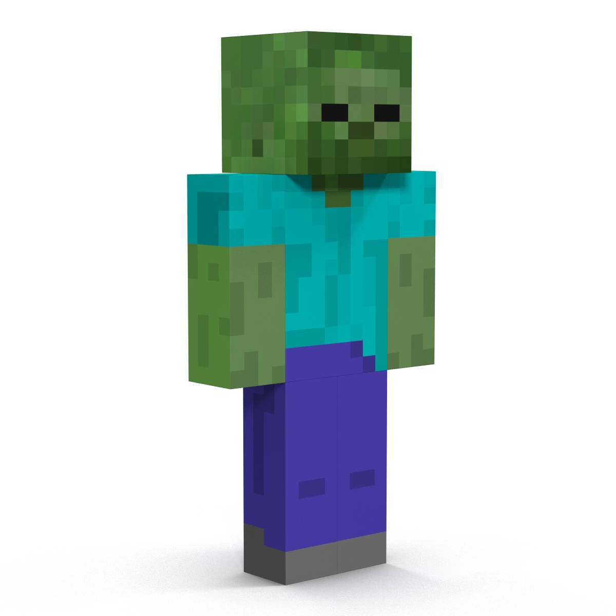 minecraft zombie rigged 3d model