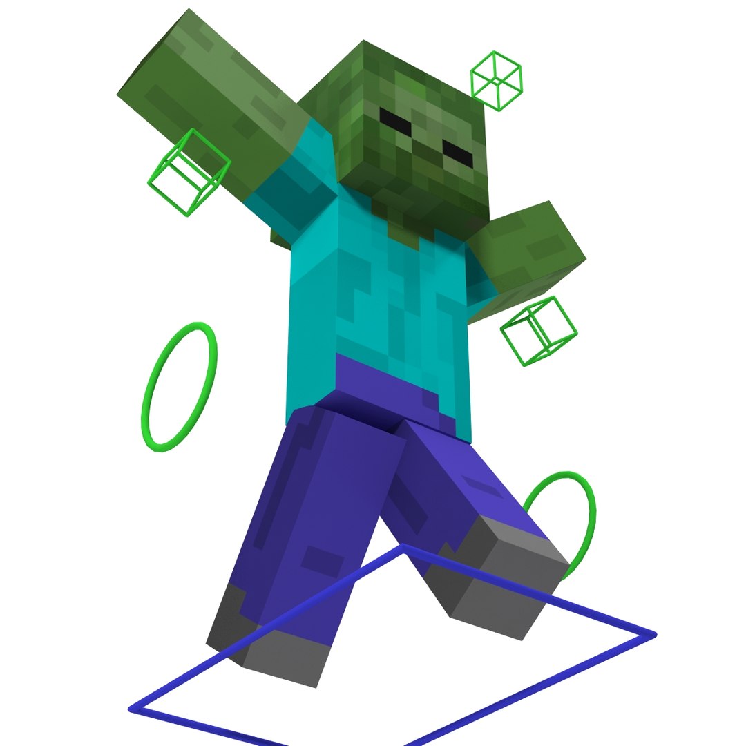 minecraft zombie rigged 3d model