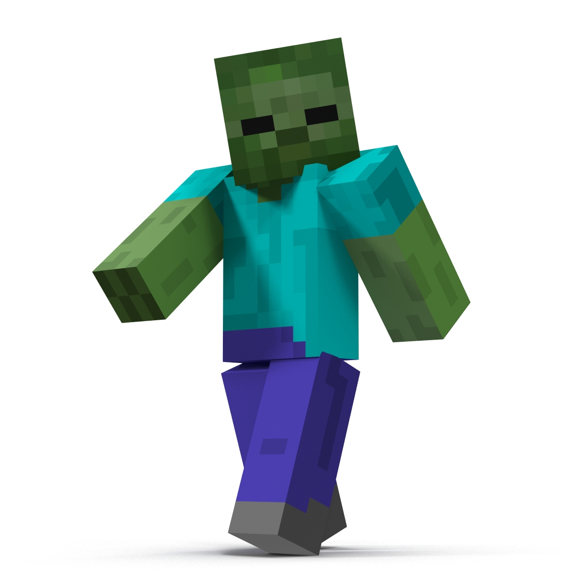 minecraft zombie rigged 3d model