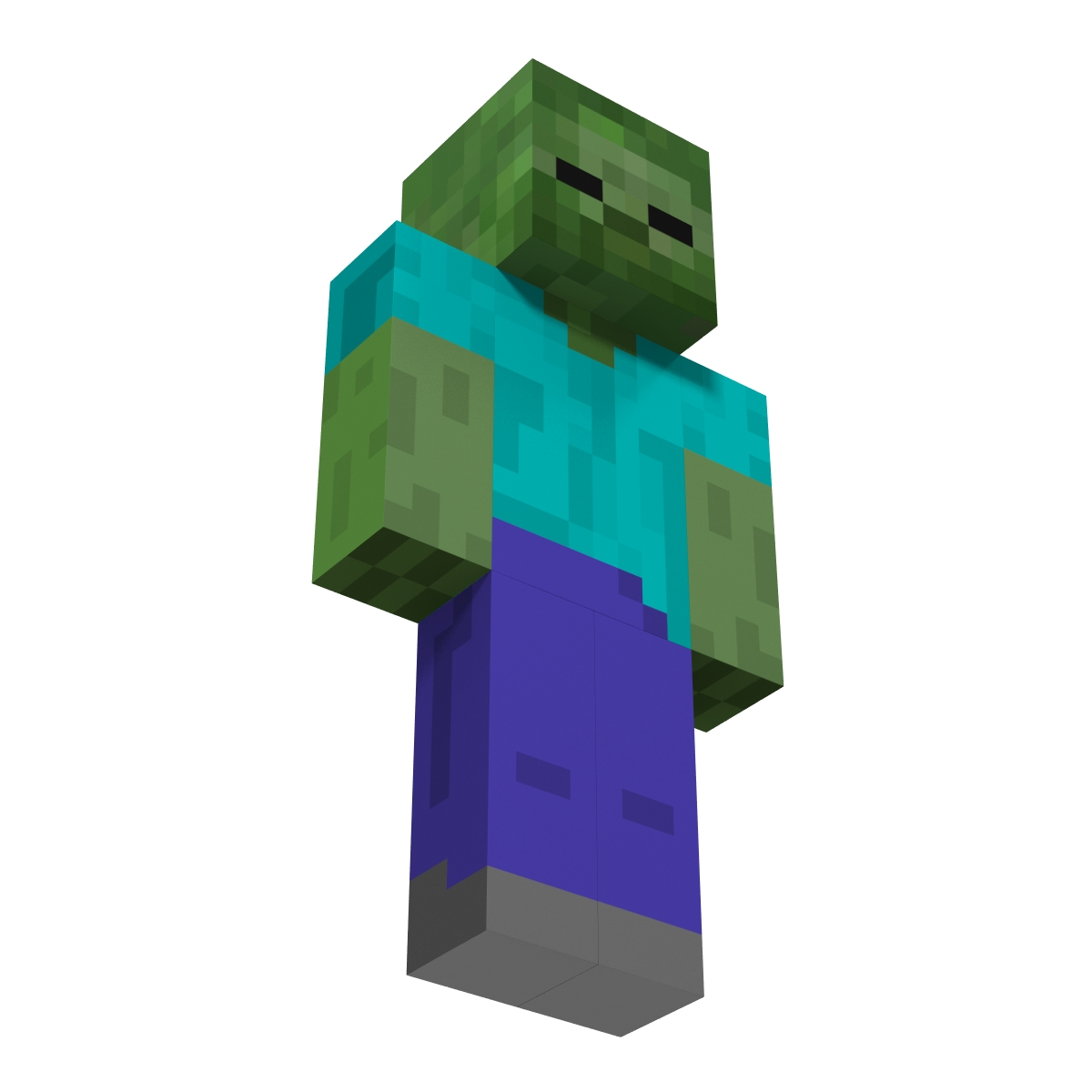 minecraft zombie rigged 3d model