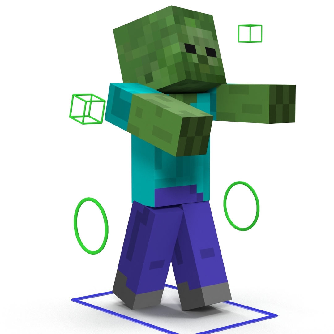 minecraft zombie rigged 3d model