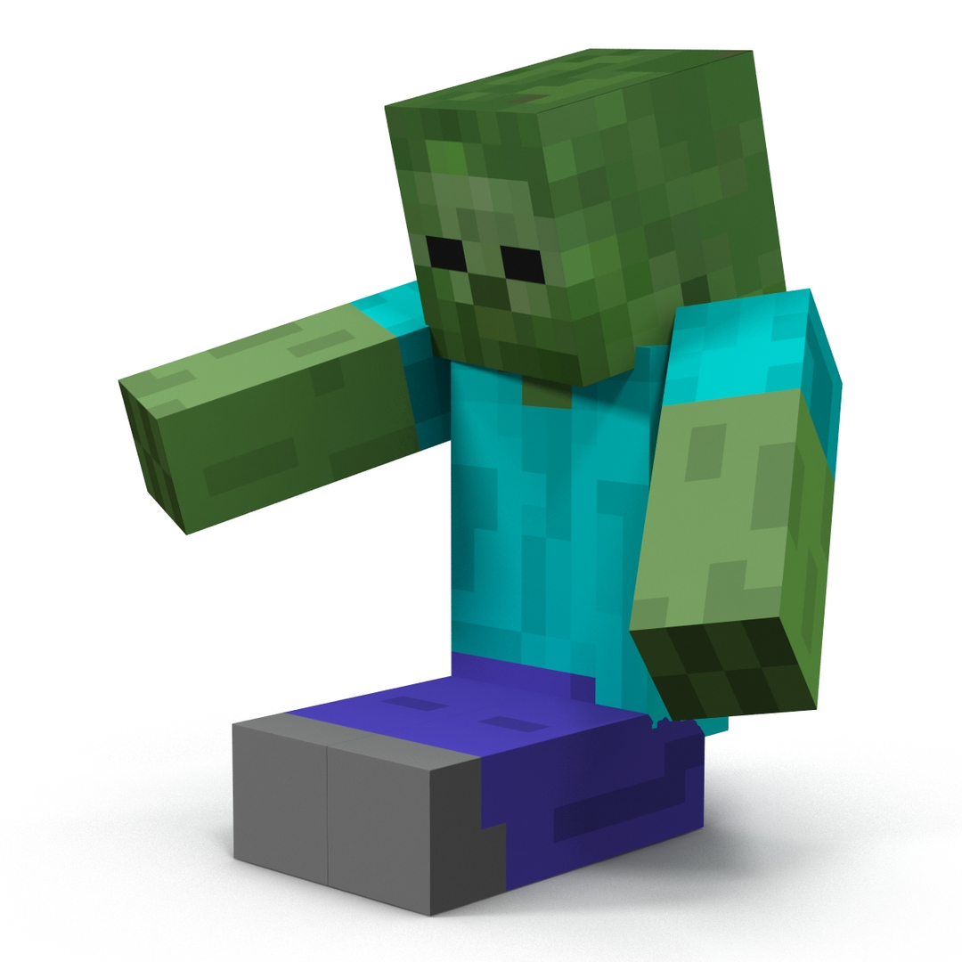 minecraft zombie rigged 3d model