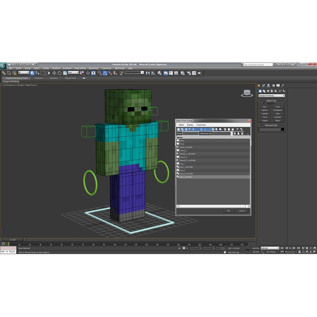 Minecraft Zombie Rigged 3d Model