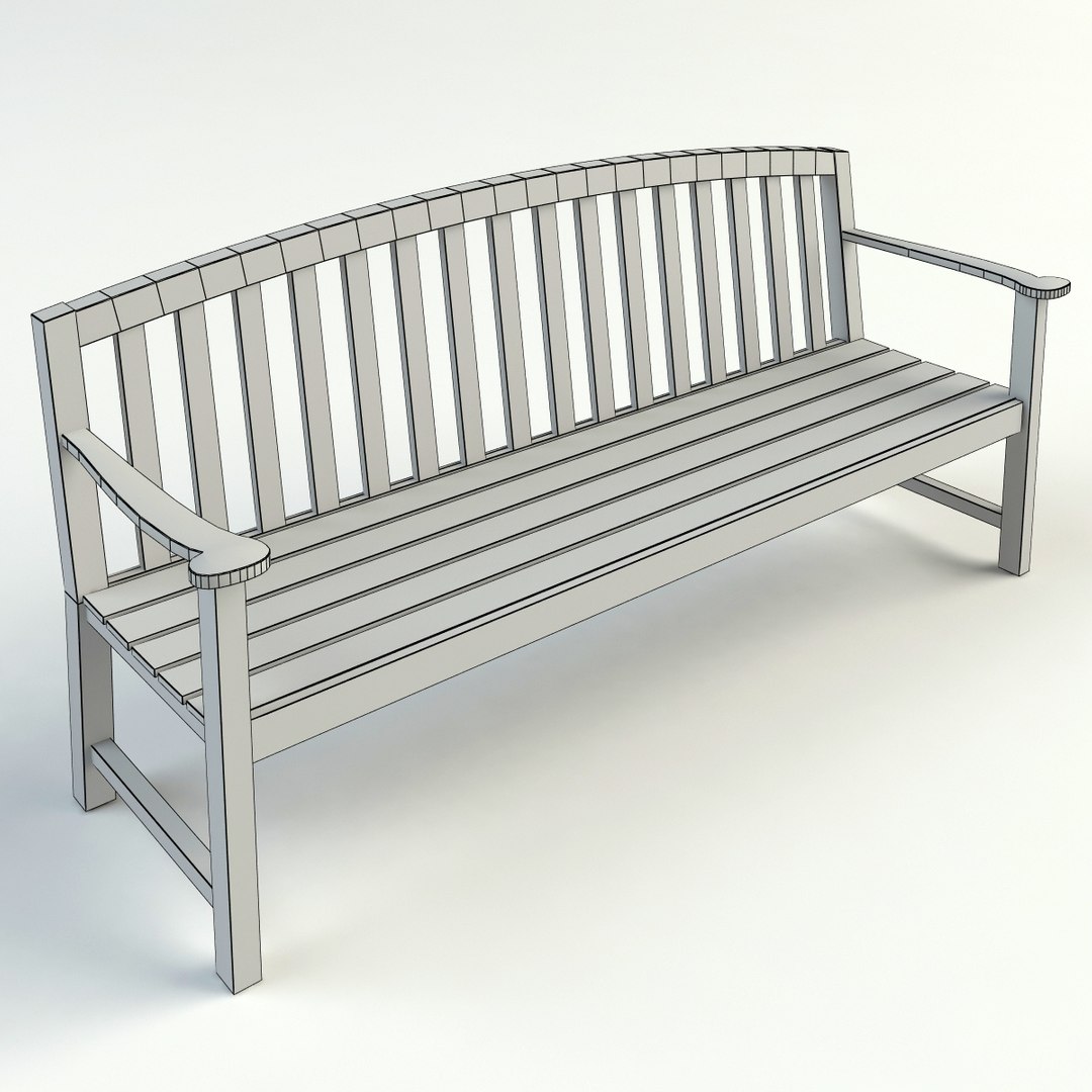 3d wooden bench