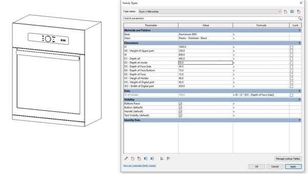 modelo 3d Microondas y horno - Familia Revit paramétrica completa ...
