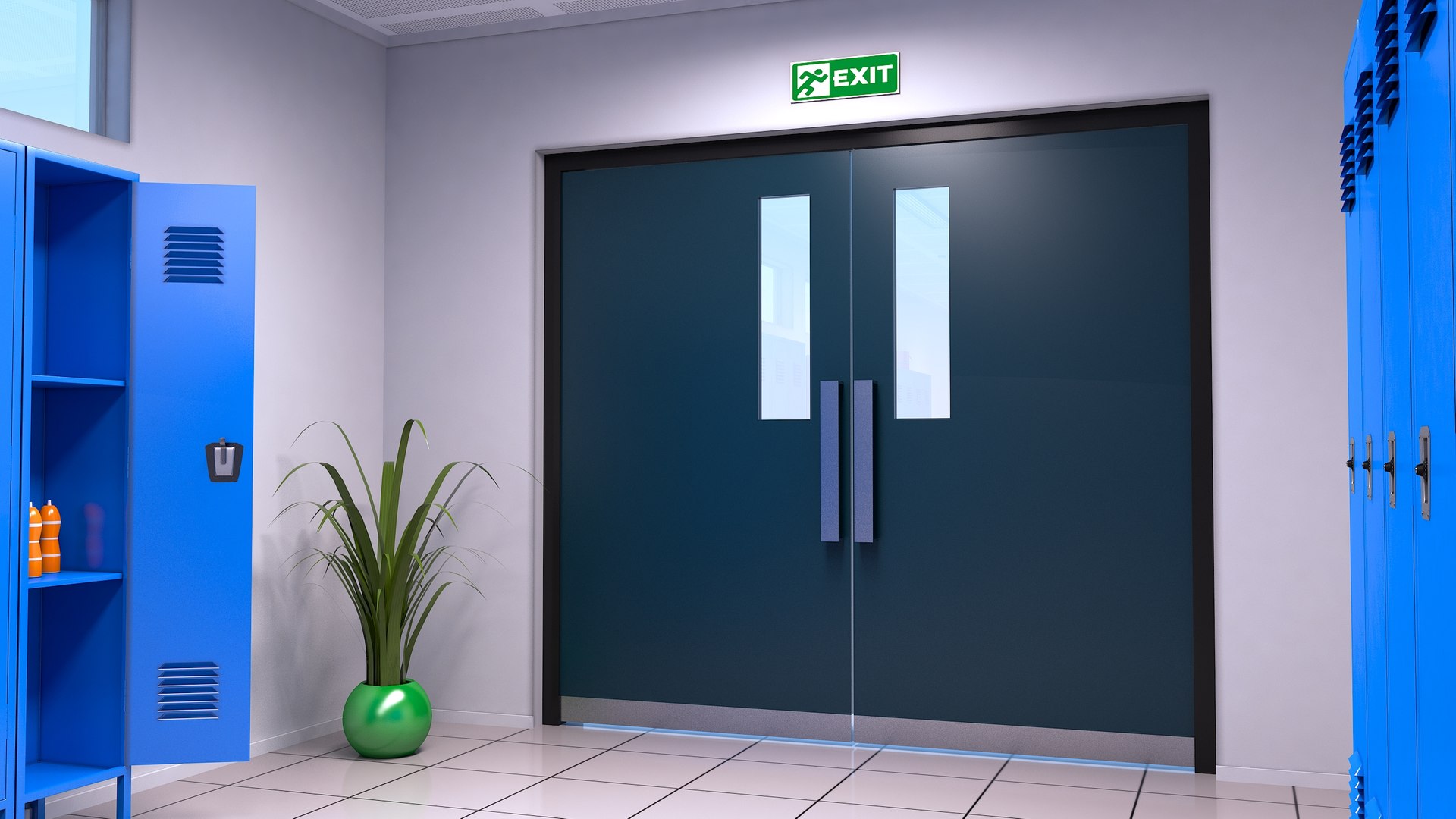3D School Hallway - Blue - TurboSquid 1922350
