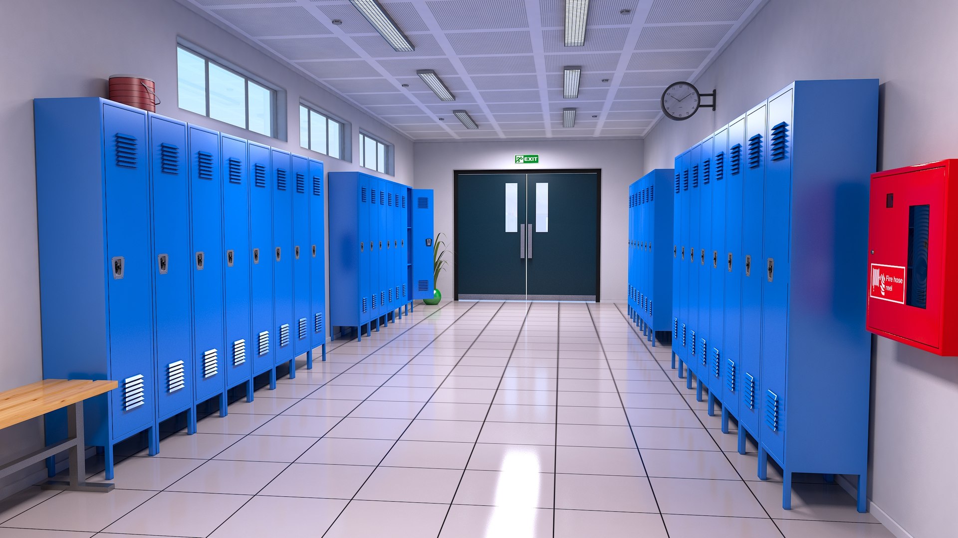 3D School Hallway - Blue - TurboSquid 1922350